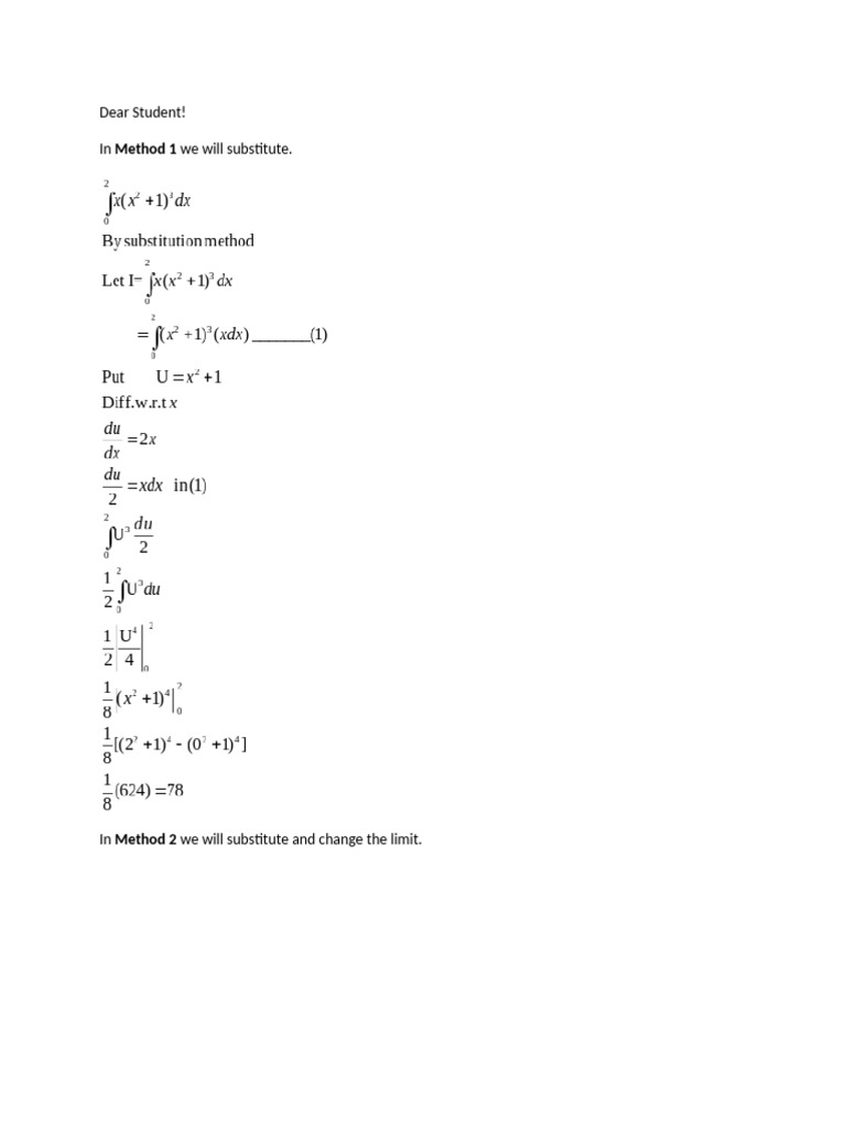 Evaluating definite integral by substitution | PDF