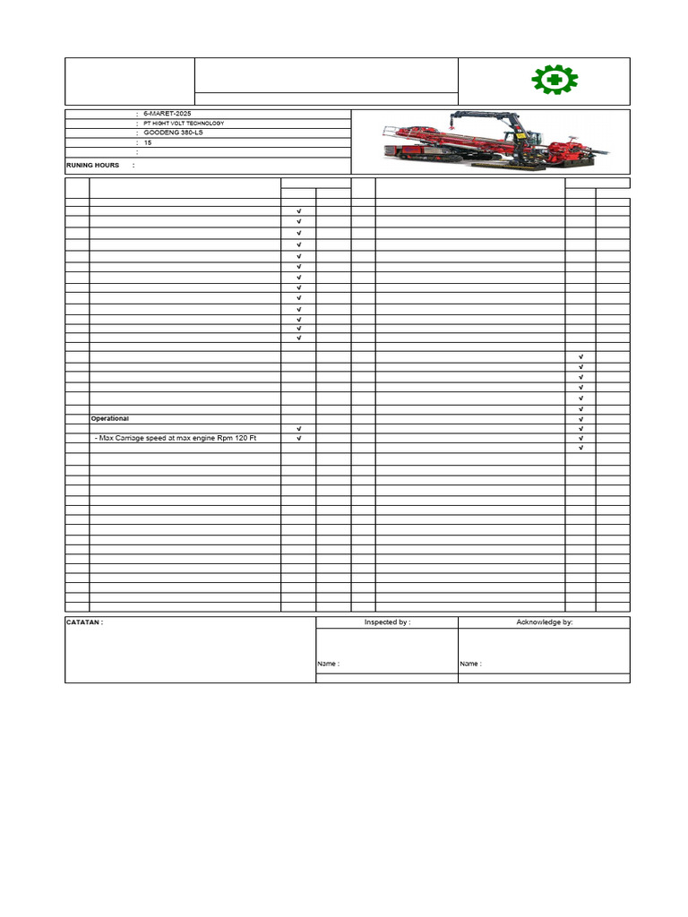 Checklist Inspeksi HDD Ea70445 | PDF | Manufactured Goods