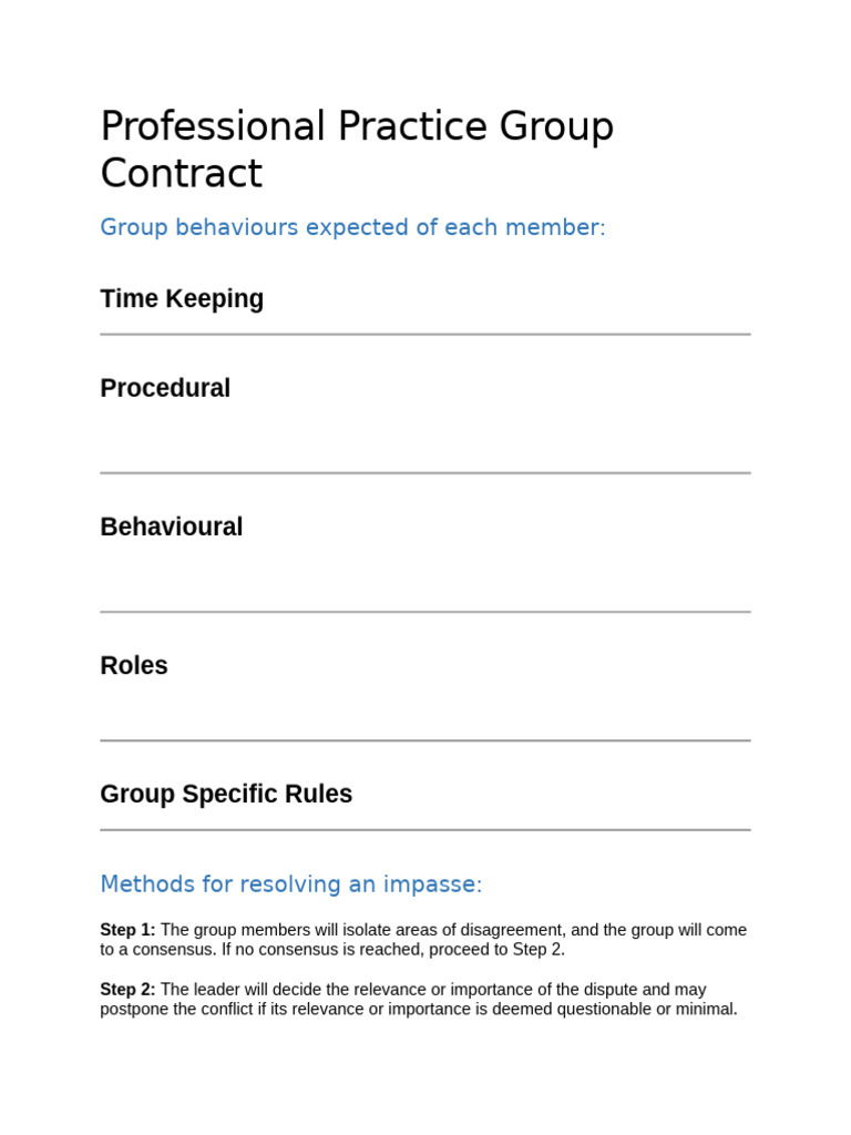 Group Work Contract Template | PDF
