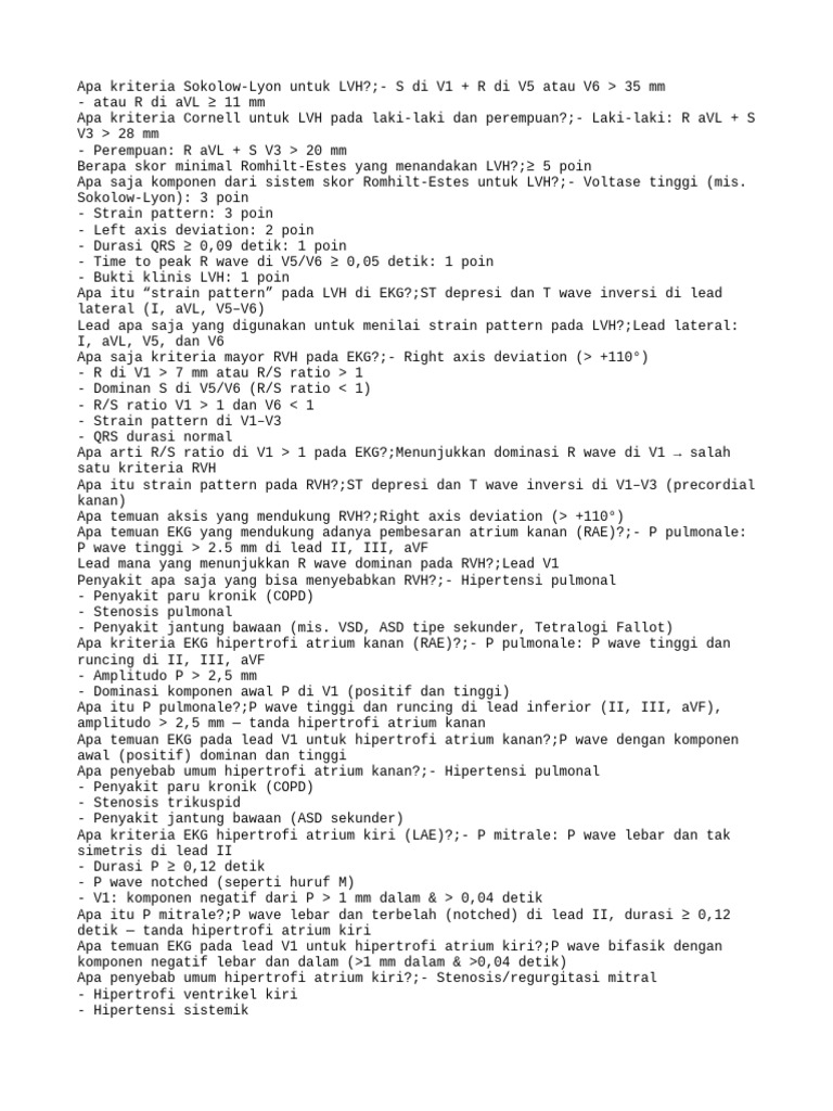 Flashcards EKG Hipertrofi Komplit | PDF