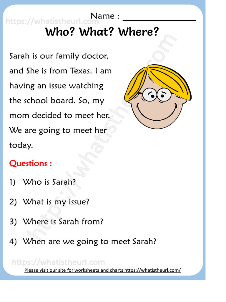 What-Who-Where Worksheet Kids | PDF