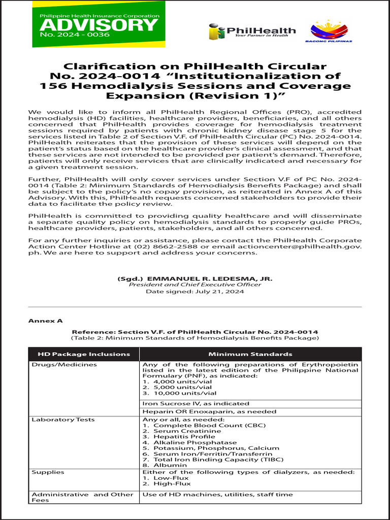 Phic Circular | PDF | Hemodialysis | Medical Specialties