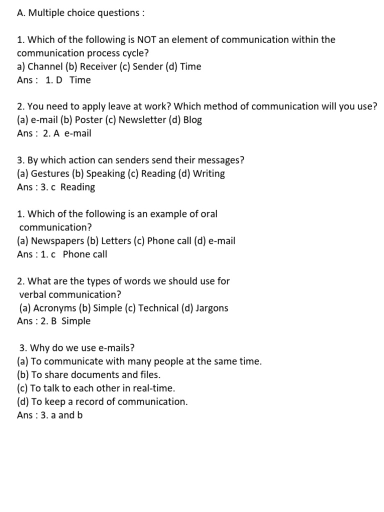 MCQ Communication Skills Book | PDF | Communication | Nonverbal ...