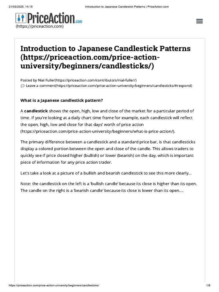 Introduction To Japanese Candlestick Patterns | PDF | Technical Analysis