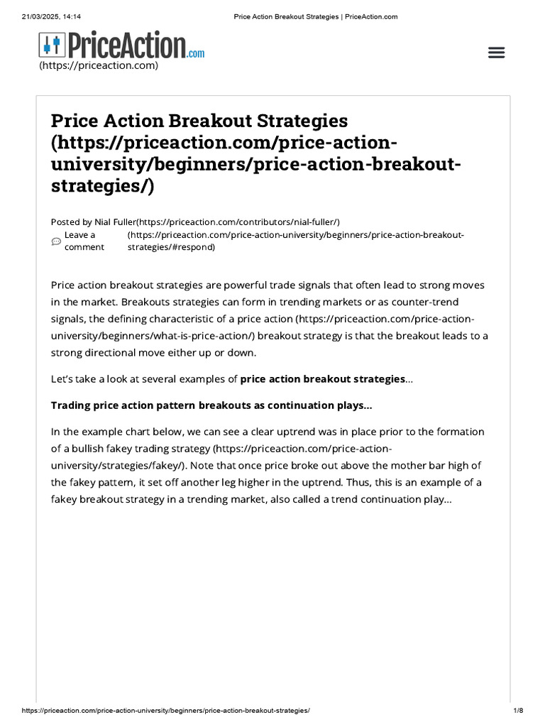 Price Action Breakout Strategies Guide | PDF | Financial Markets ...