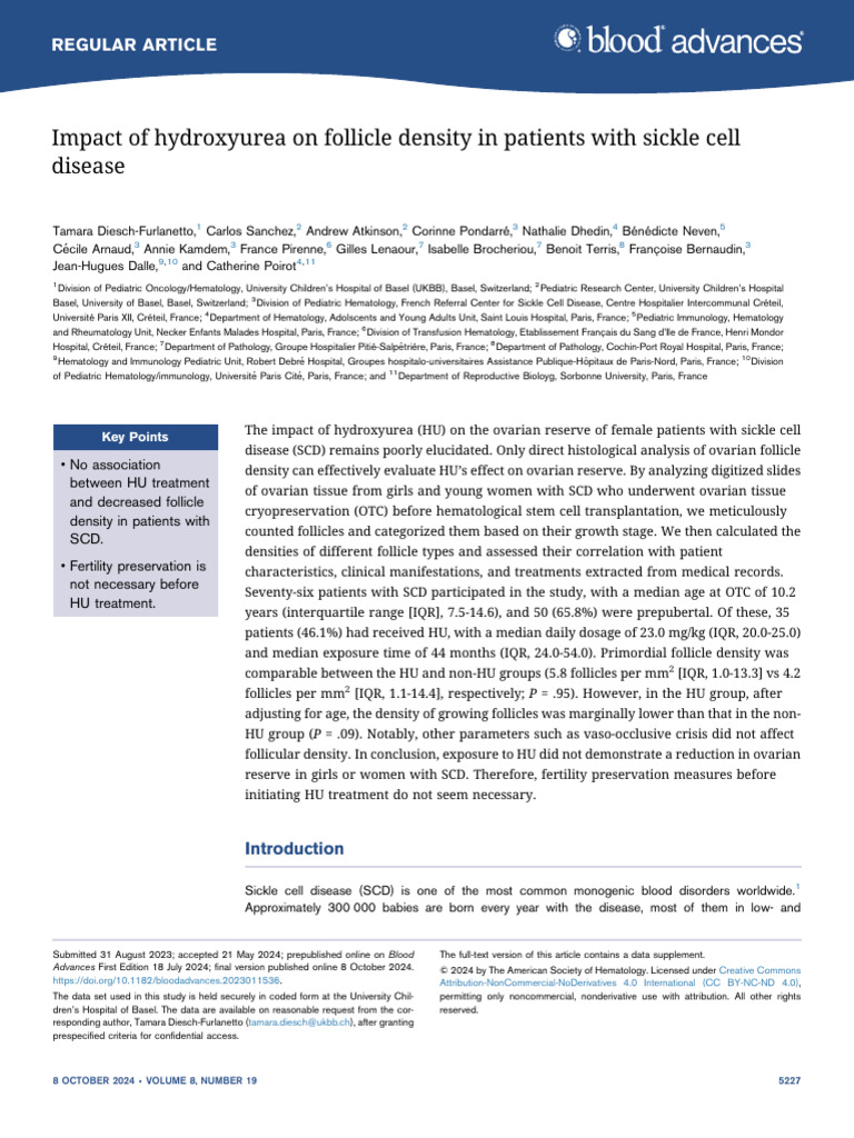 Impact of Hydroxyurea On Follicle Density in Patients With Sickle Cell ...