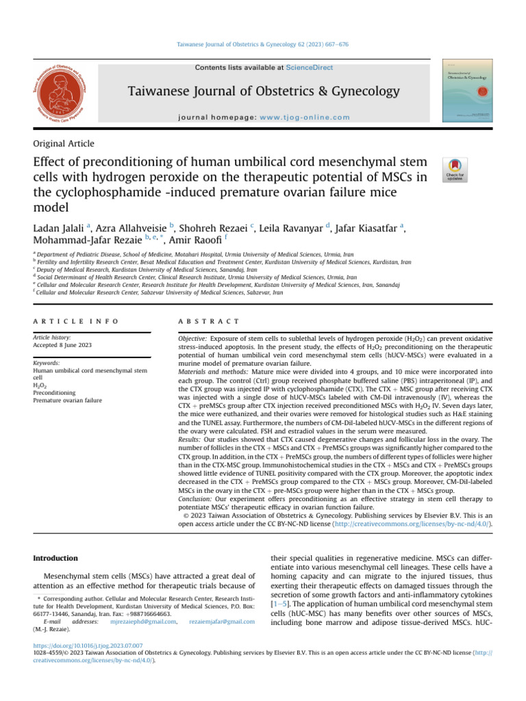 Taiwanese Journal of Obstetrics & Gynecology: Original Article | PDF | Ovary | Chemotherapy