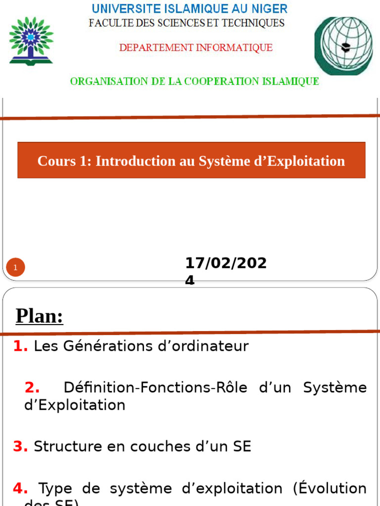 Cours 1 Introduction_UIN_Bach4_SE_2024 | PDF | Système d'exploitation | Programme informatique
