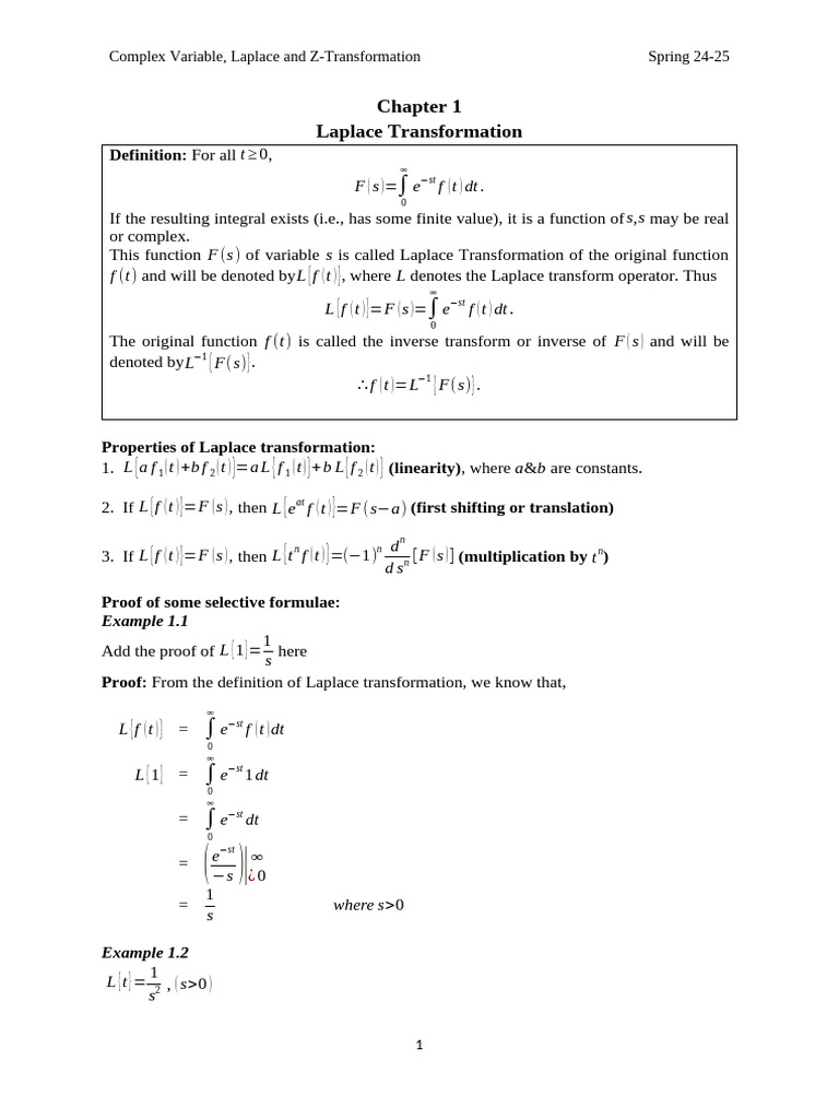 Laplace Transformation Fundamentals | PDF | Function (Mathematics) | Laplace Transform