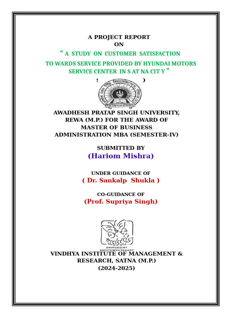 Hariom Mishra Mba Project | PDF | Customer Relationship Management | Focus Group