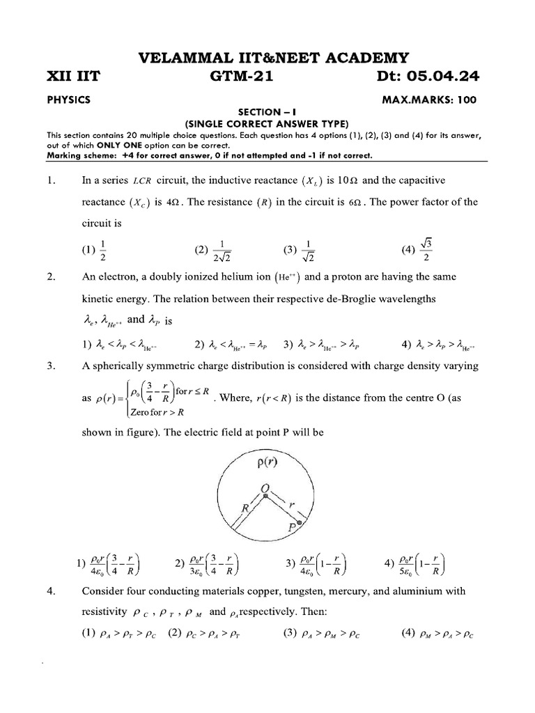 Xii Iit GTM-21 Q.P | PDF