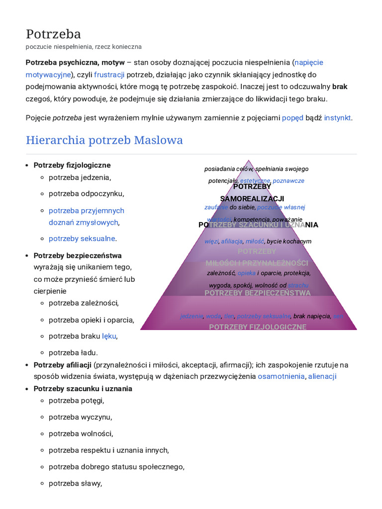 Potrzeba - Wikipedia, Wolna Encyklopedia | PDF