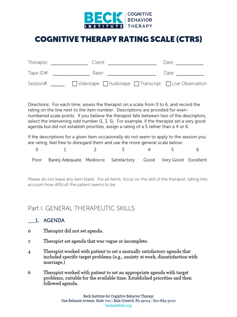 CTRS Full Documents | PDF | Psychotherapy | Cognitive Therapy