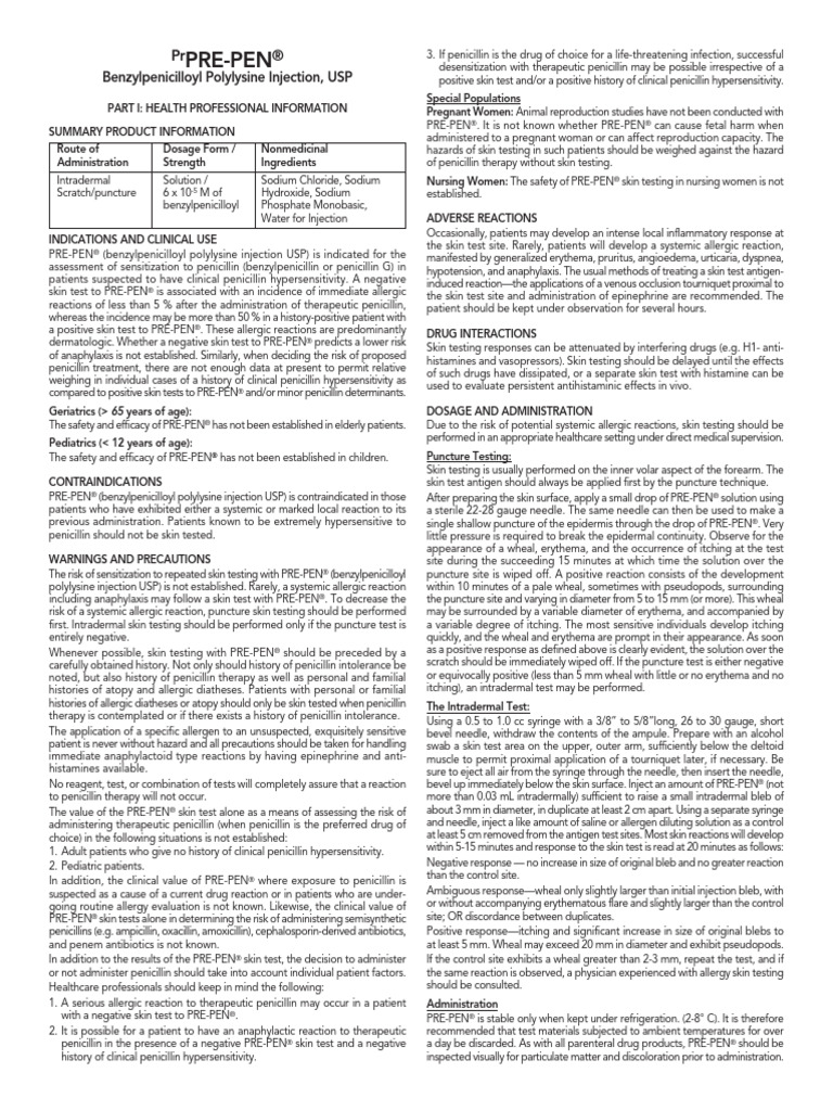 pre-pen_insert_17074a16490 | PDF | Allergy | Penicillin