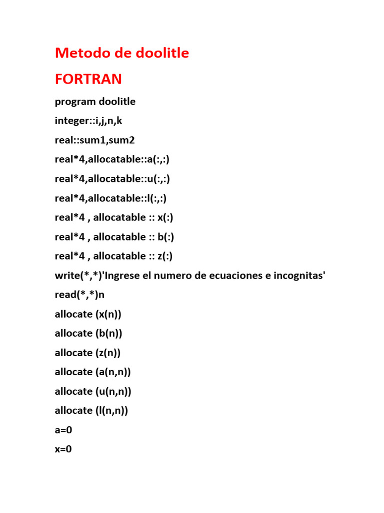 Metodo de DoolitLe y Crout | PDF