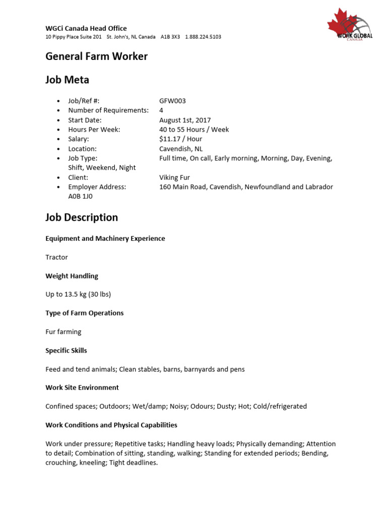 General Farm Worker Resume Guide | PDF