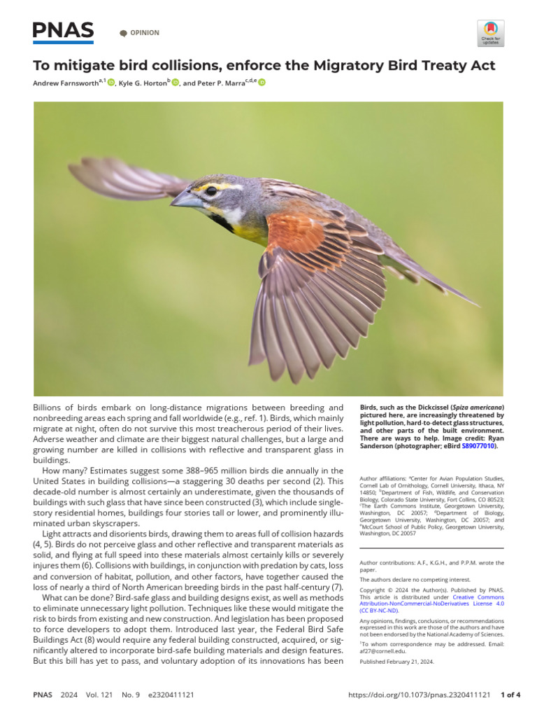 To Mitigate Bird Collisions, Enforce The Migratory Bird Treaty Act ...