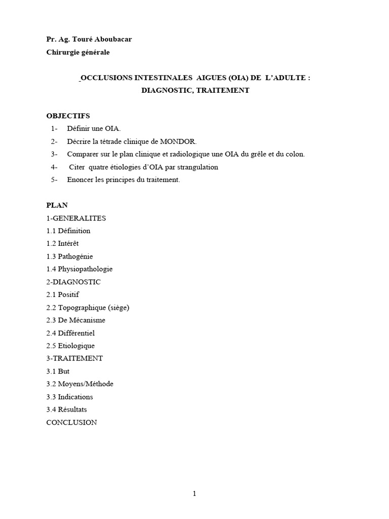 Occlusions Instestinales Aigues de L PDF | PDF | Tractus gastro ...