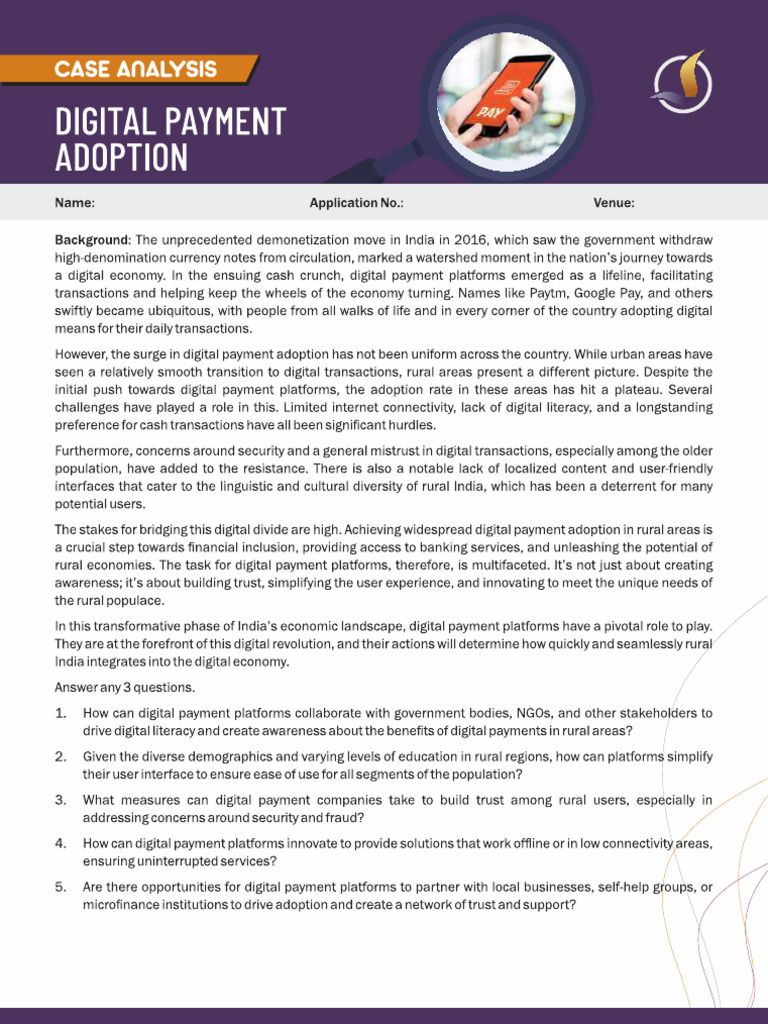 Case Study Digital Payment Adoption (CTC) | PDF