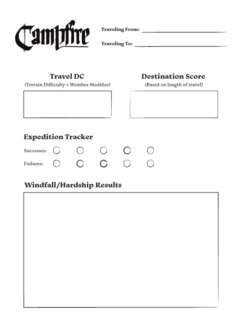 Campfire - Worksheet - Form Fillable | PDF