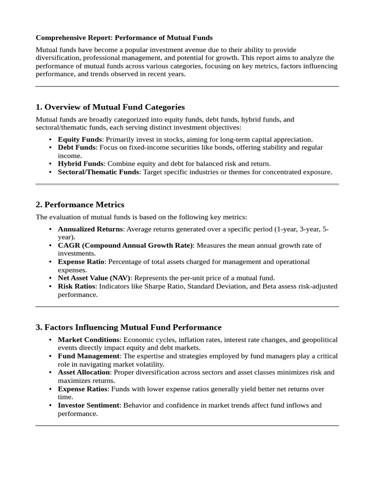 Mutual Fund Performance Analysis Report | PDF | Investment Fund | Investing