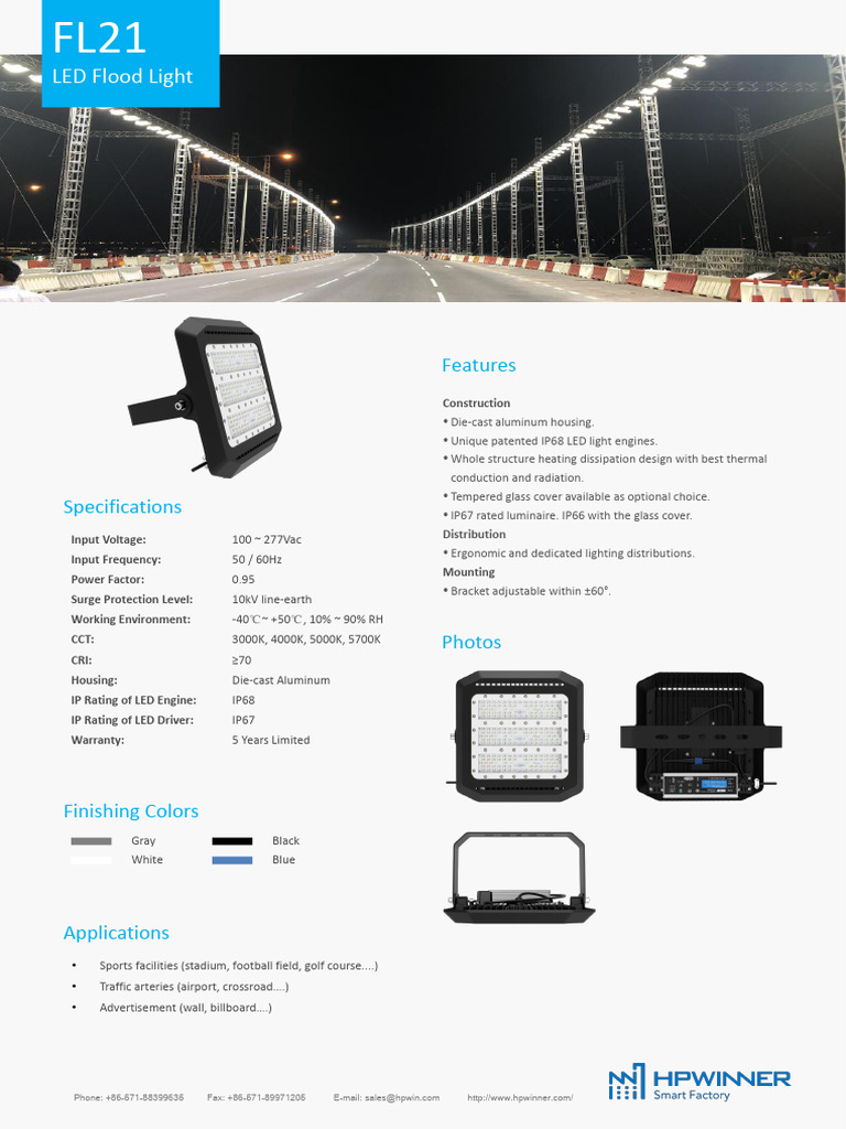 Hpw Spec Flood Light Fl21cde Series | PDF | Electrical Engineering ...