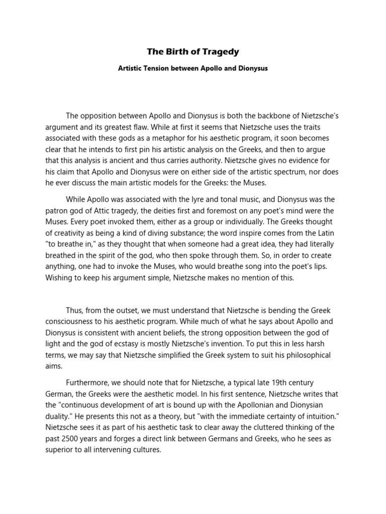 Artistic Tension between Apollo and Dionysus | PDF | Friedrich Nietzsche