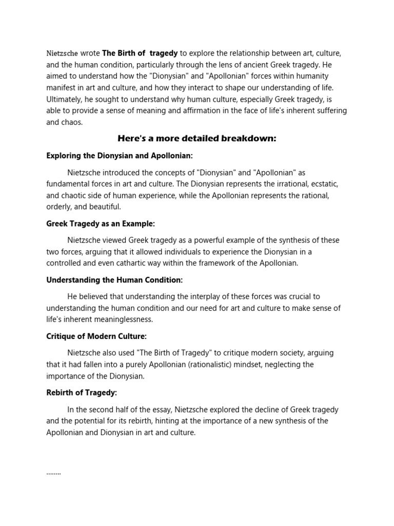 The Birth of Tragedy | PDF | Friedrich Nietzsche | Liberal Arts Education