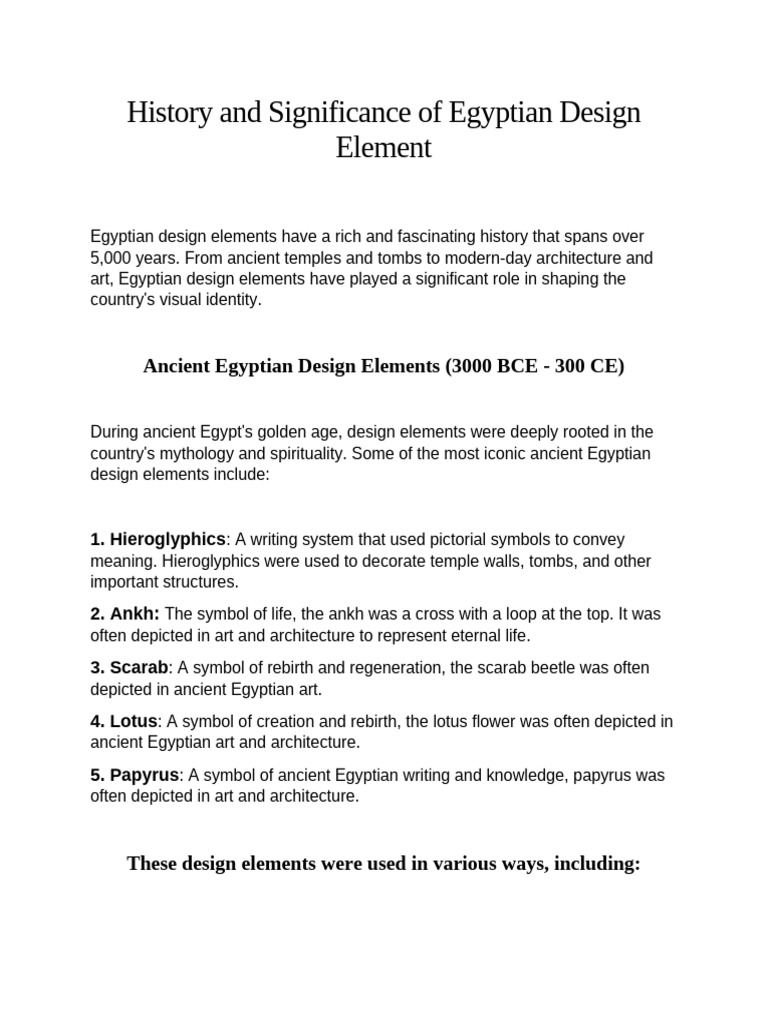 History and Significance of Egyptian Design Element | PDF | Ancient Egypt