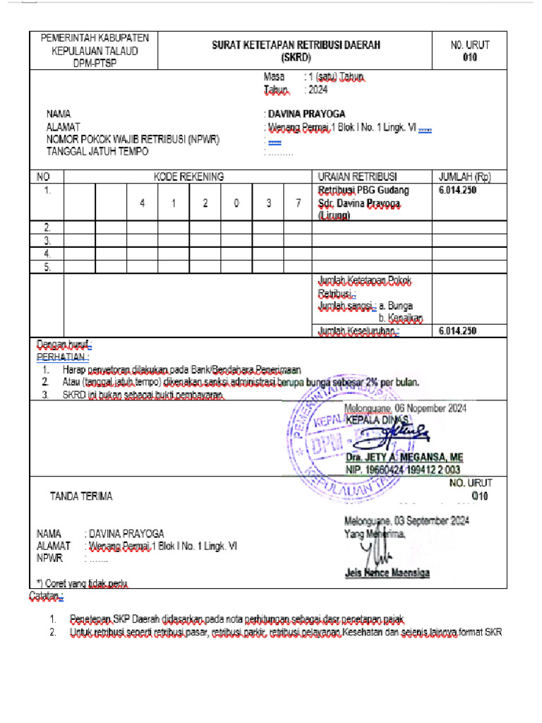 SKRD Gudang Davina Prayoga | PDF