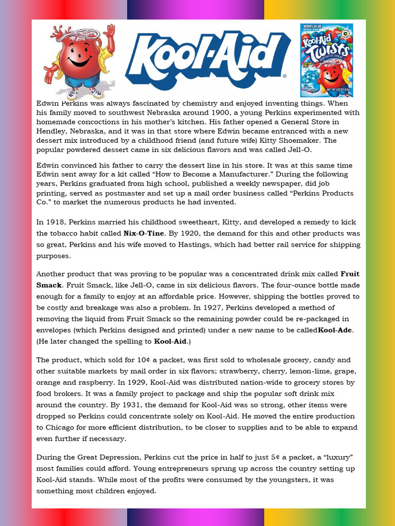 Kool Aid 2 Pages Fun Activities Games Reading Comprehension Exercis ...