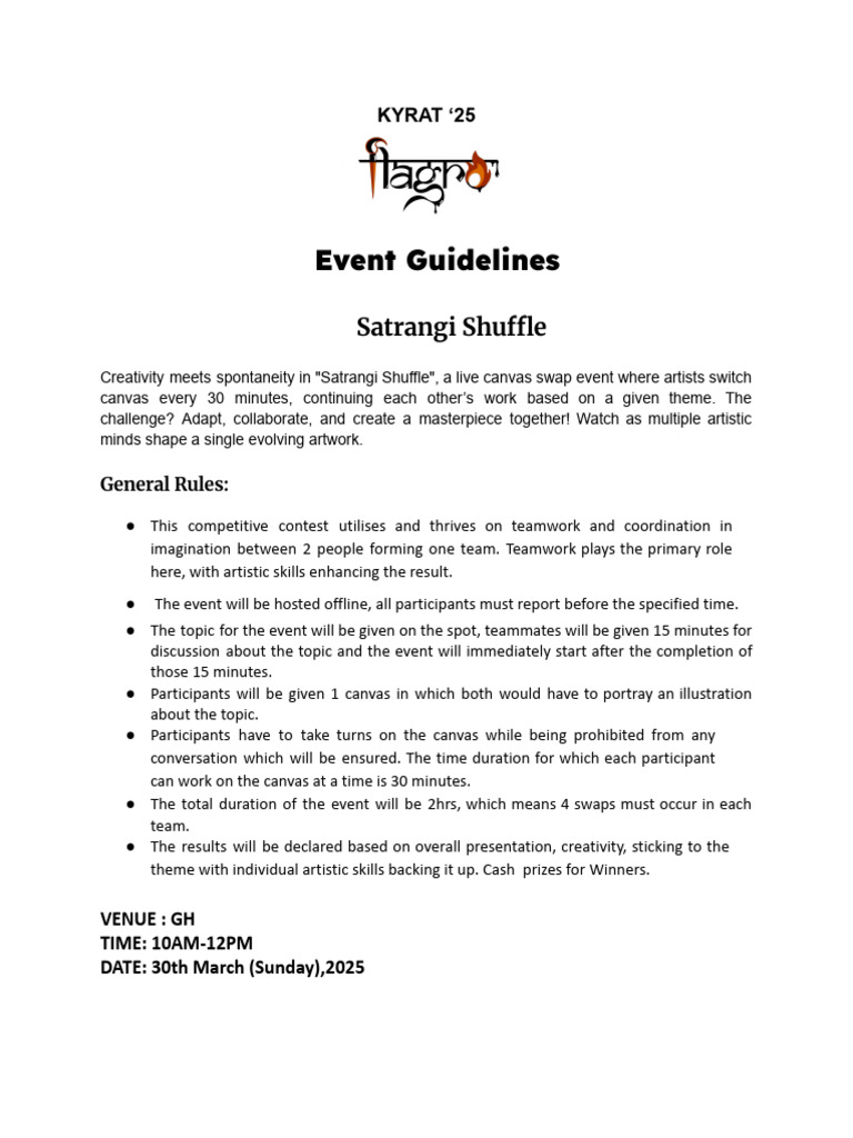 Satrangi Shuffle Event Guidelines | PDF