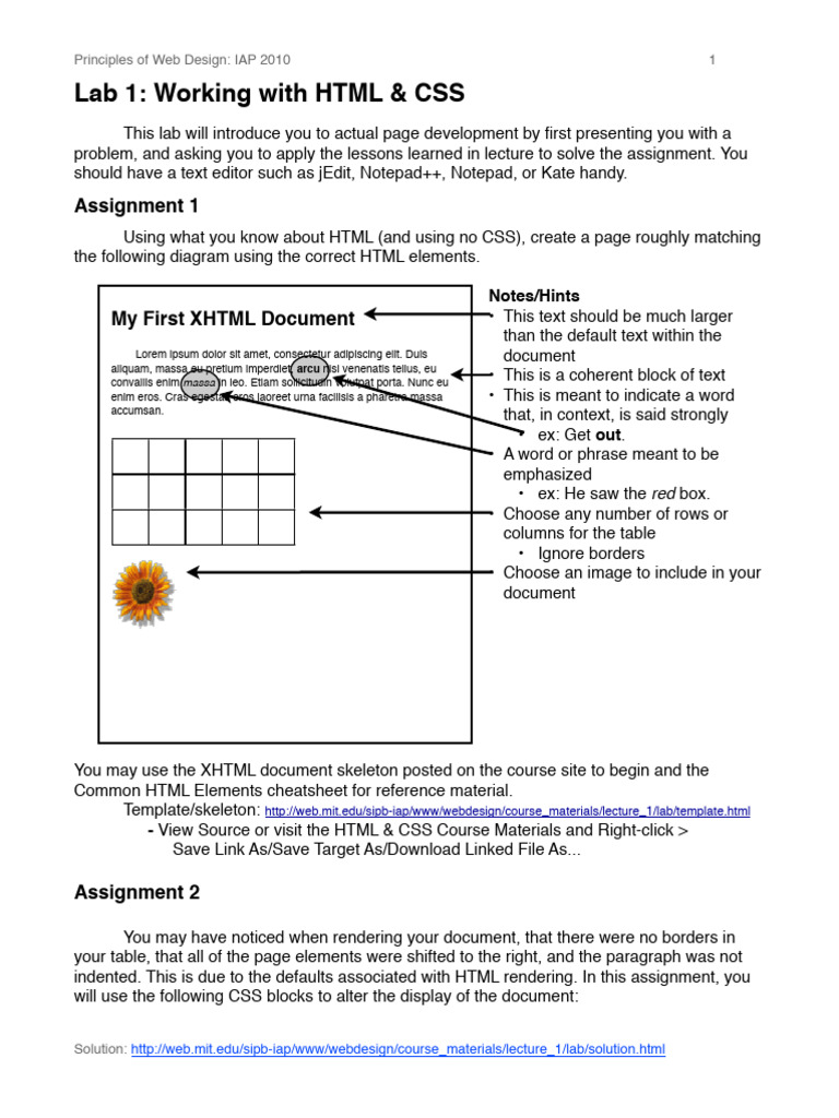 HTML & CSS Lab: Page Development Guide | PDF | Html | Web Development