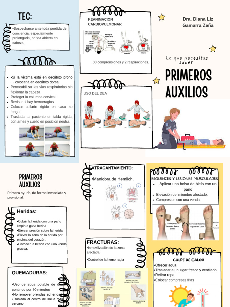 Primeros Auxilios Triptico | PDF | Reanimación cardiopulmonar | Medicina CLINICA