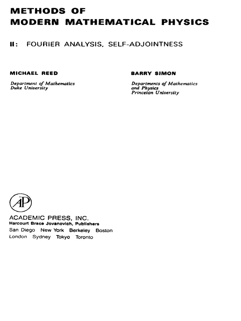 (Methods of Modern Mathematical Physics, Vol. 2) Michael Reed, Barry Simon - Fourier Analysis ...
