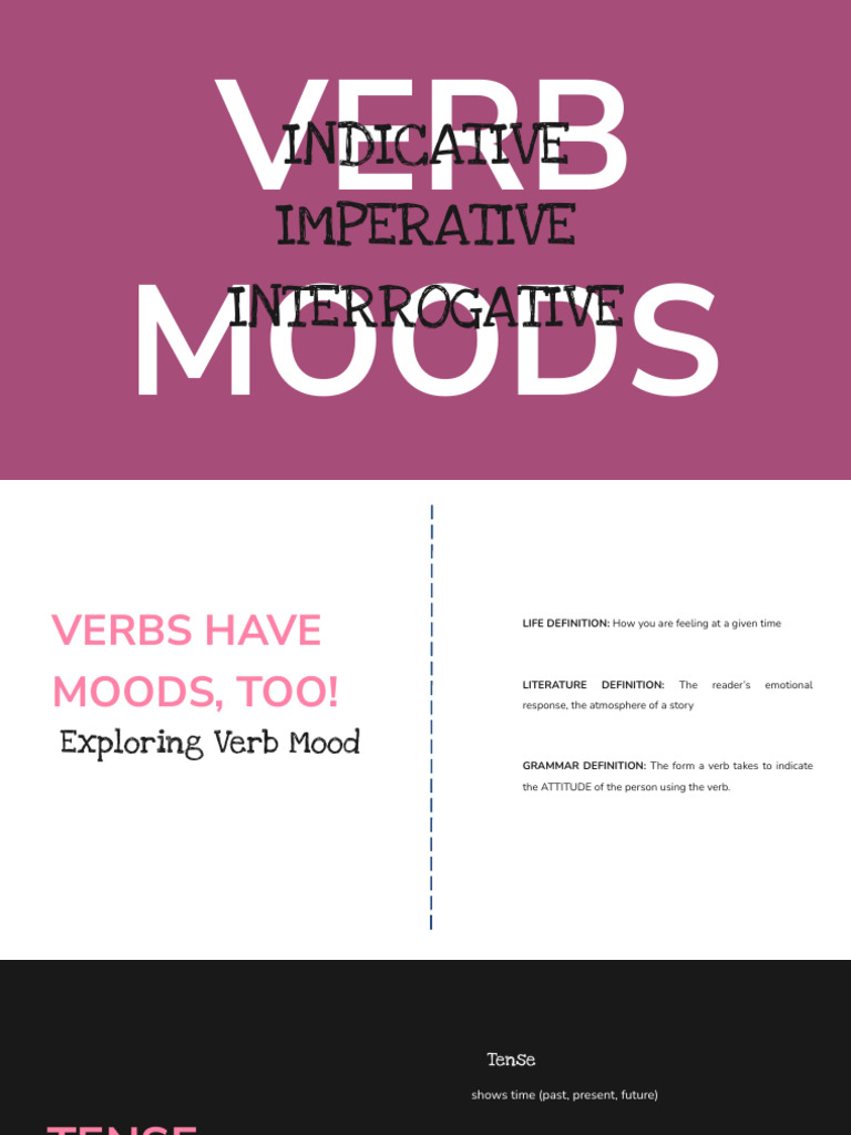 Verb Moods Presentation | PDF | Grammatical Conjugation | Syntactic ...