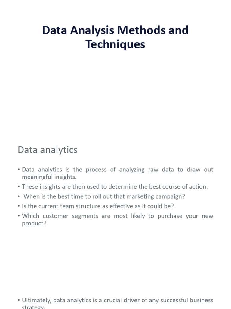 3 Data Analytics Techniques | PDF | Data Analysis | Analytics