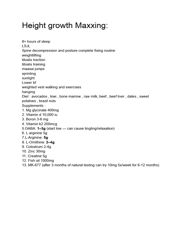 Height Growth Maxxing Guide | PDF