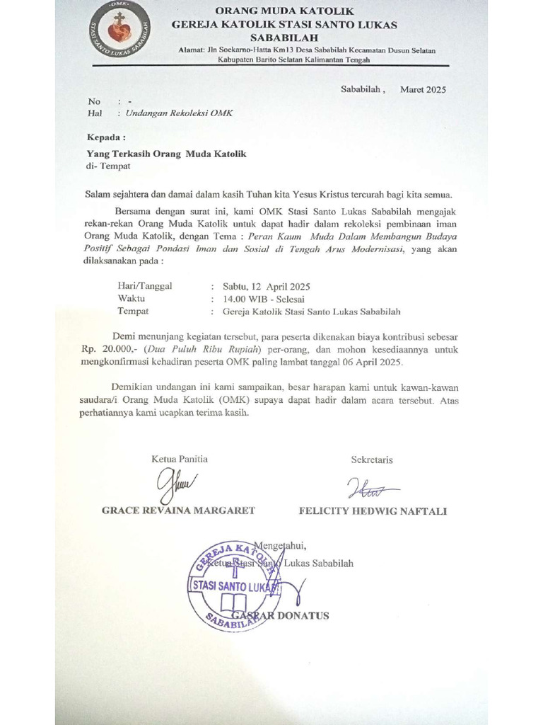 Undangan Rekoleksi OMK Sababilah | PDF