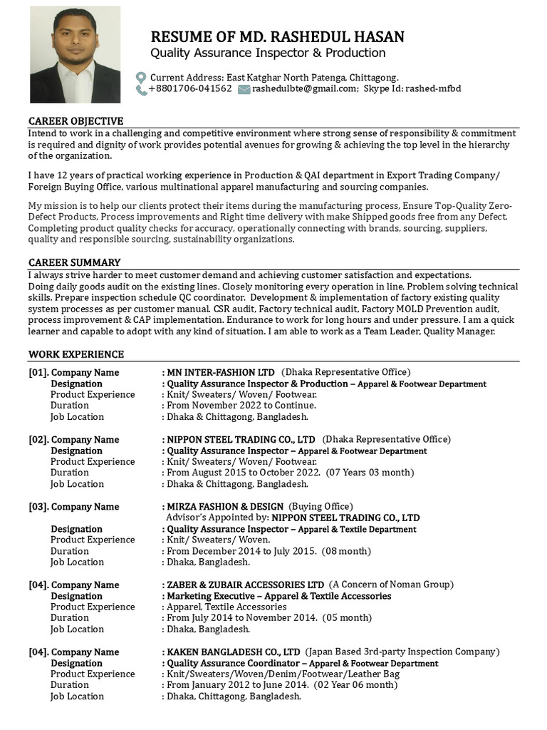 UPDATE_RESUME_OF_MD_RASHEDUL_HASAN_RASHED__1697477666 | PDF | Clothing