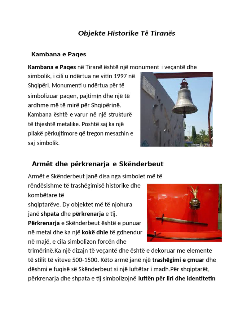 Objekte Historike Të Tiranës | PDF