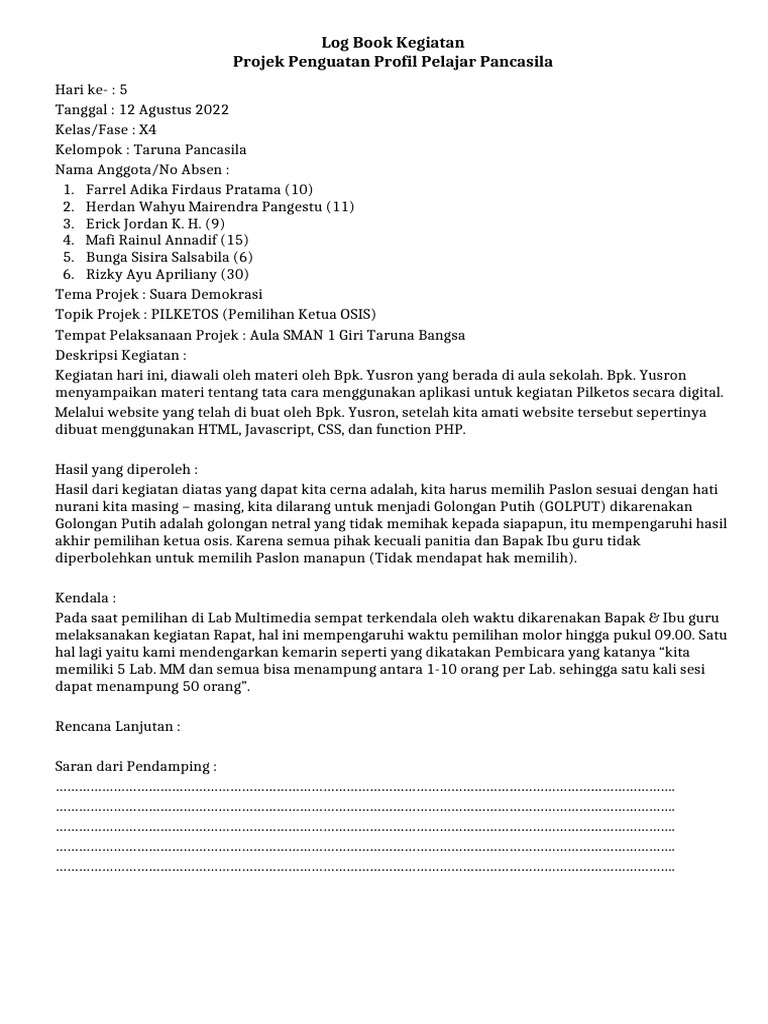 Lembar Kerja Projek Siswa | PDF