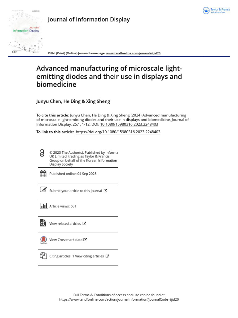 2024 - Advanced Manufacturing of Microscale Light-Emitting Diodes and ...