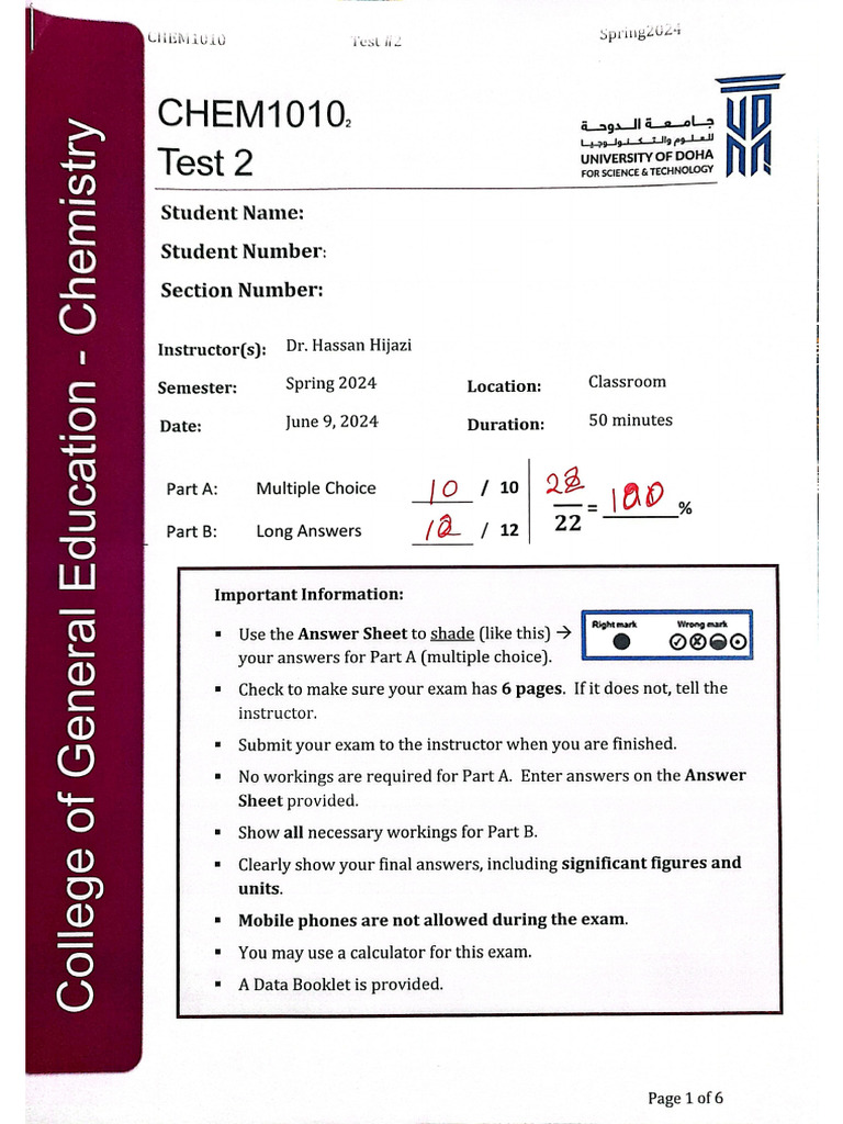 Chem1010 (Test 2) | PDF