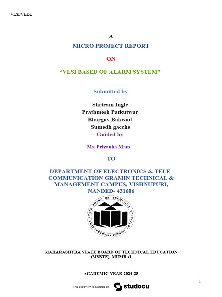 Vlsi Half This Is Project Report | PDF | Hardware Description Language | Logic Synthesis