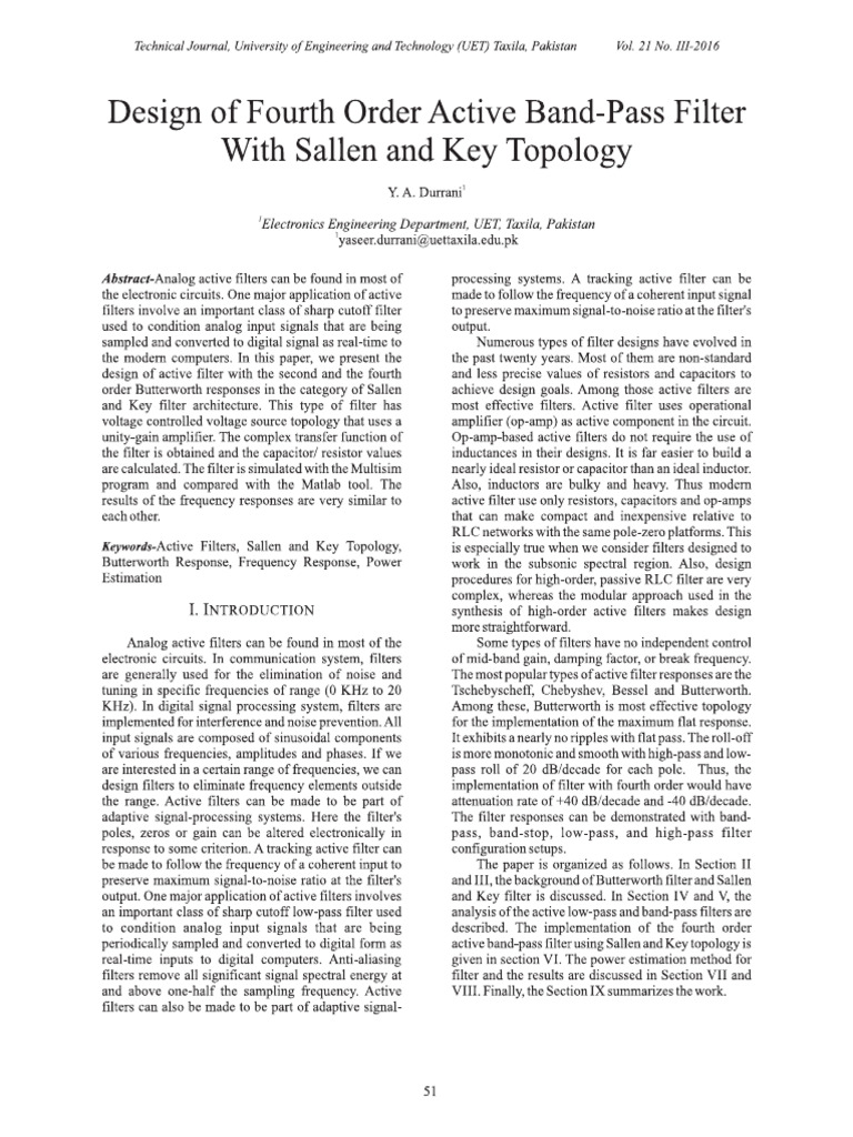 7-Design of Fourth Order Active Band-pass Filter with Sallen and Key ...