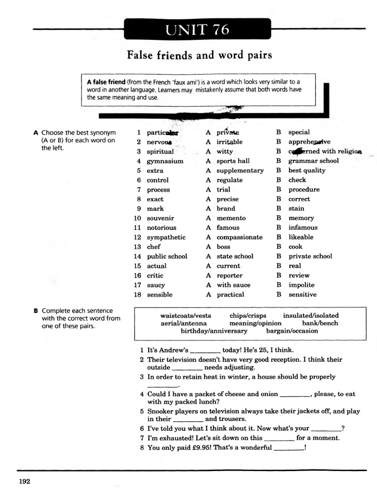 False Friends and Word Pairs | PDF