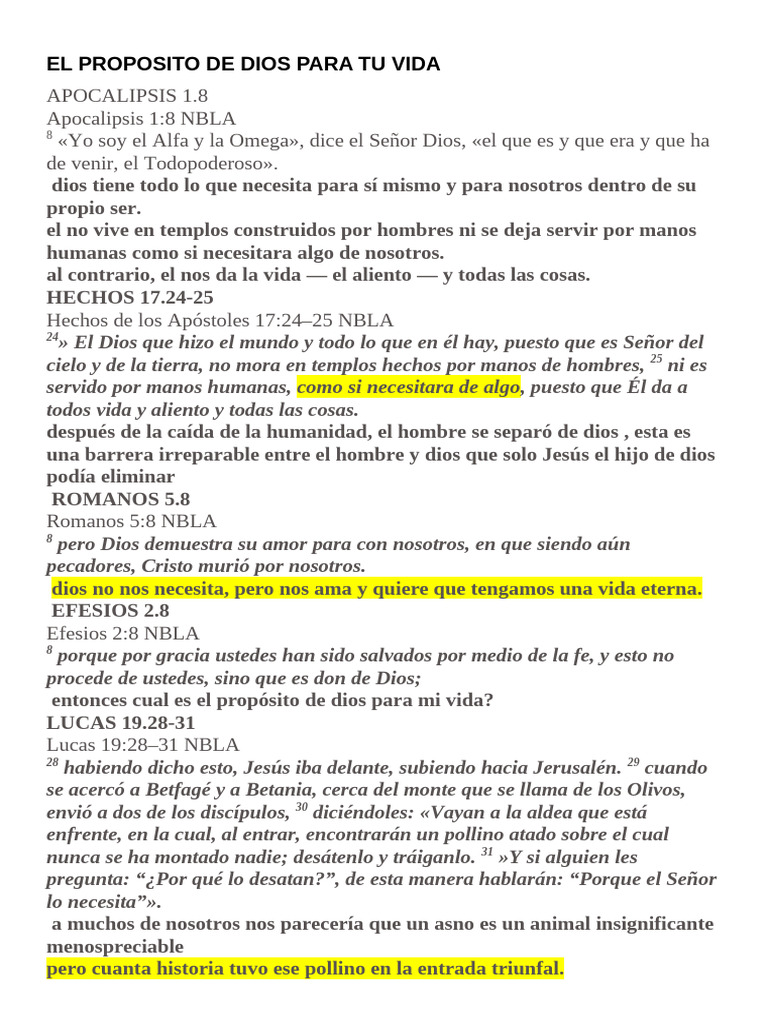Propósito Divino en Tu Vida | PDF | Contenido bíblico | Creencia ...