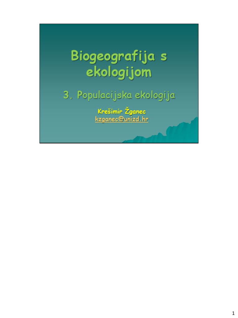 Populacijska Ekologija | PDF