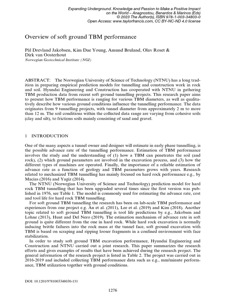 Soft Ground TBM Performance Analysis | PDF